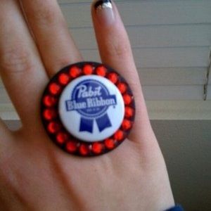 Jewelry | Pabst Blue Ribbon Adjustable Crystal Statement Ring Pbr Beer ...